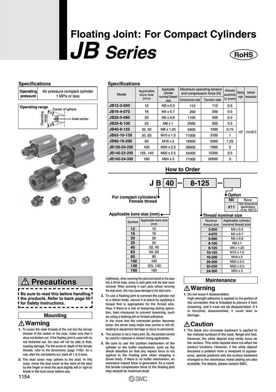 Khớp nổi, cho Xi Lanh JB12-3-050